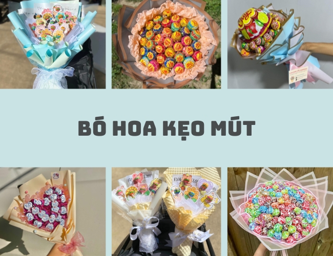 Gợi ý cách làm bó hoa kẹo mút, hình ảnh bó hoa kẹo mút đẹp